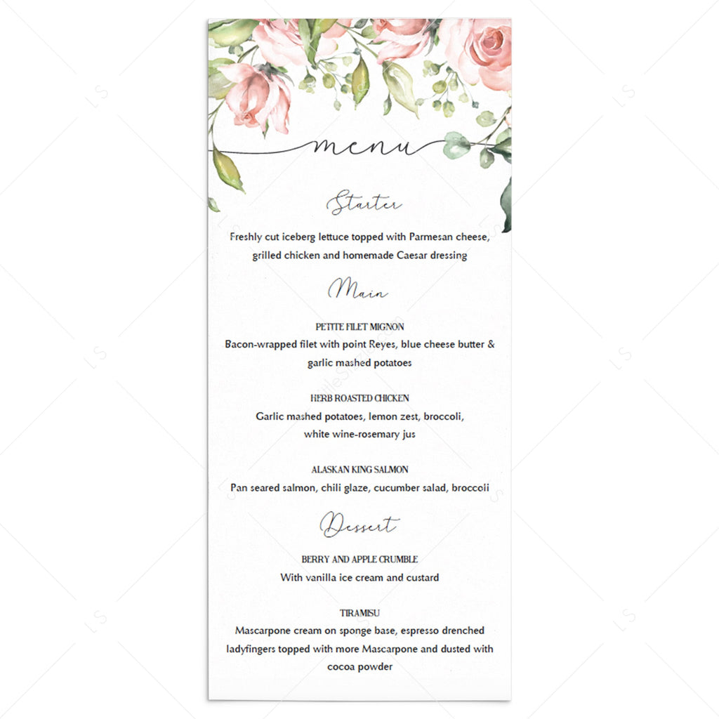 Floral Menu Cards template DIY | Instant download editable PDF ...