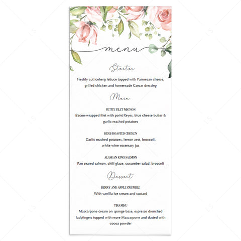 Floral Menu Cards template DIY | Instant download editable PDF ...