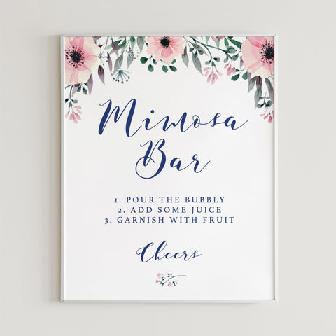 Floral Mimosa Bar sign printable PDF file | Instant download – LittleSizzle