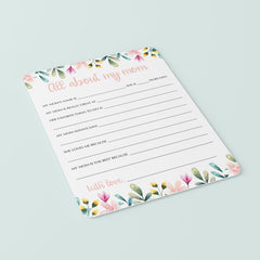 All About My Mom Mother's Day Card | Printable & Virtual | Download ...