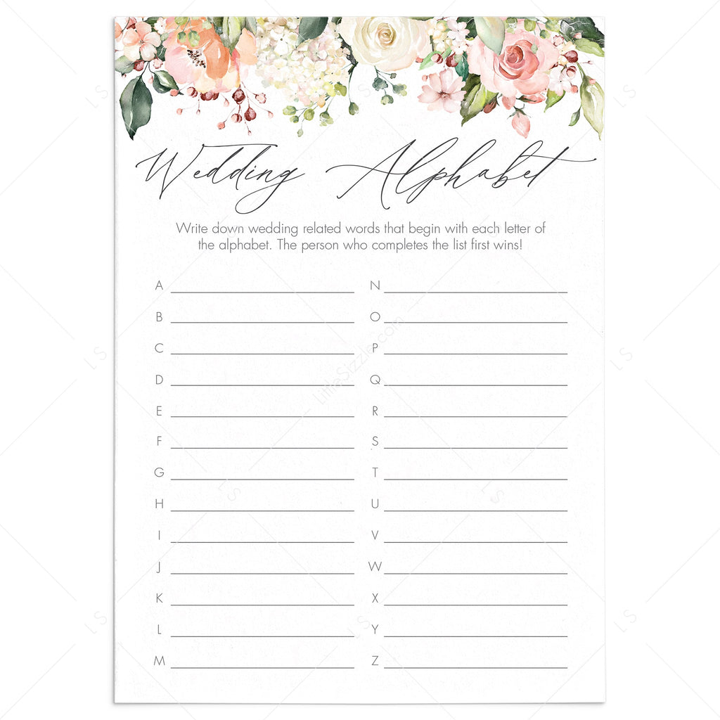 Classy Wedding Alphabet Game | Printable – LittleSizzle