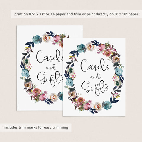 Printable Boho party decor Cards and Gifts sign | Bohemian shower ...