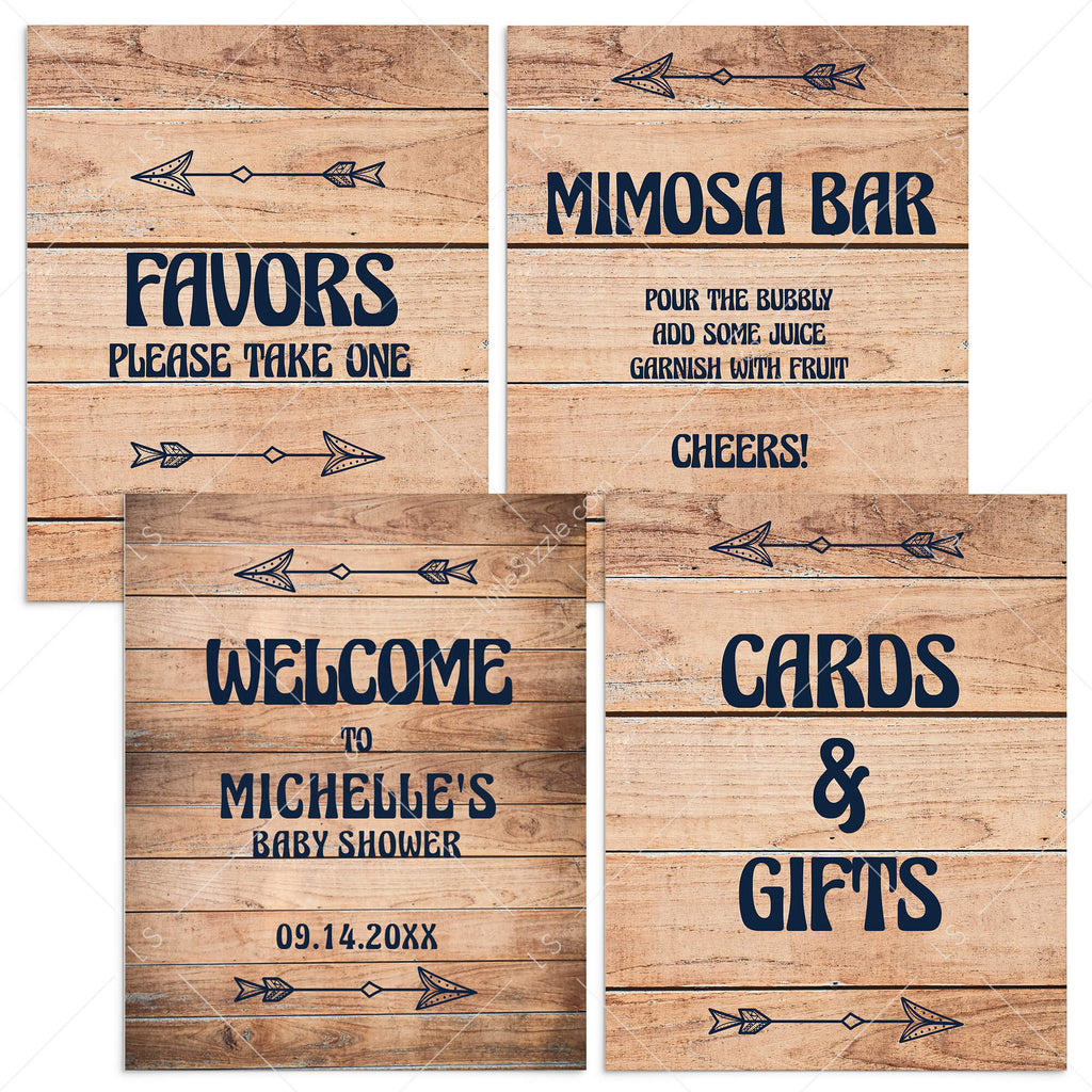 Printable decor pack for rustic baby shower | Printable woods signs ...