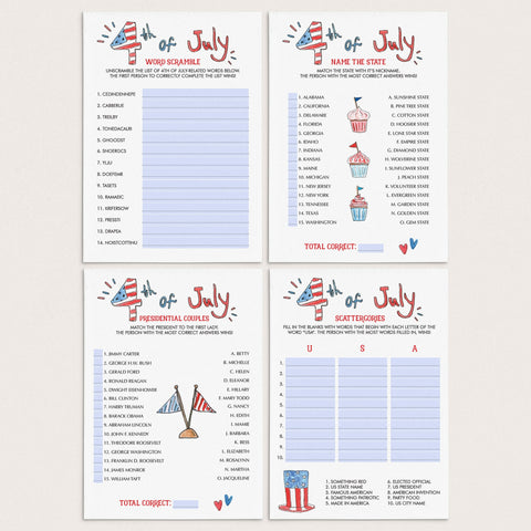Independence Day Party Games Package | Print at Home or Play Online ...