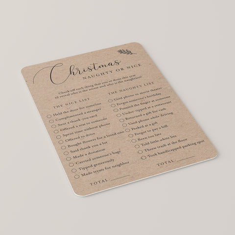 Rustic Christmas Game Naughty or Nice Printable | Kraft & White ...