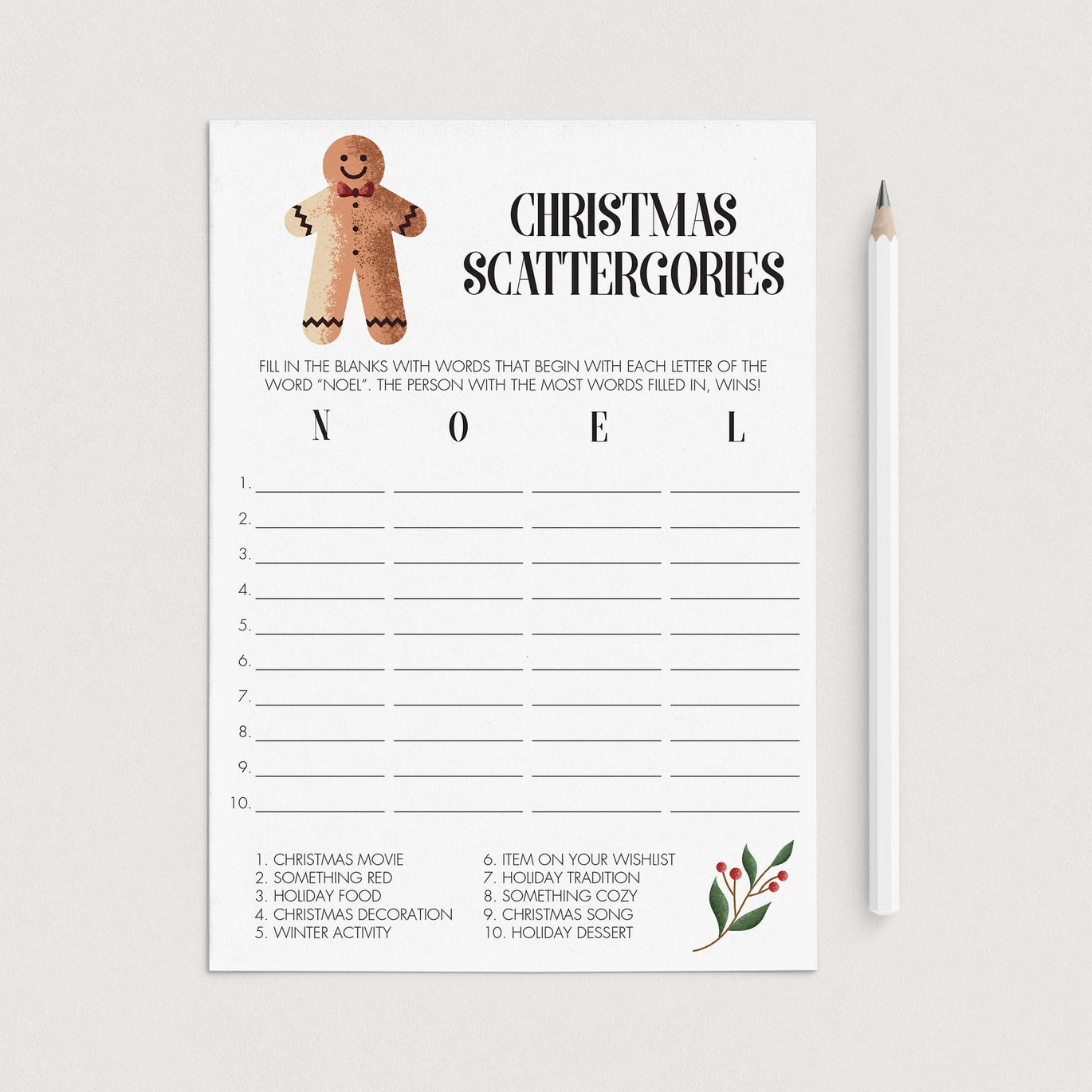 Christmas Scattergories Games Printable | DIY Christmas Games ...