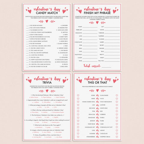 Valentine's Day Games Bundle | Printable and Virtual PDF Templates ...