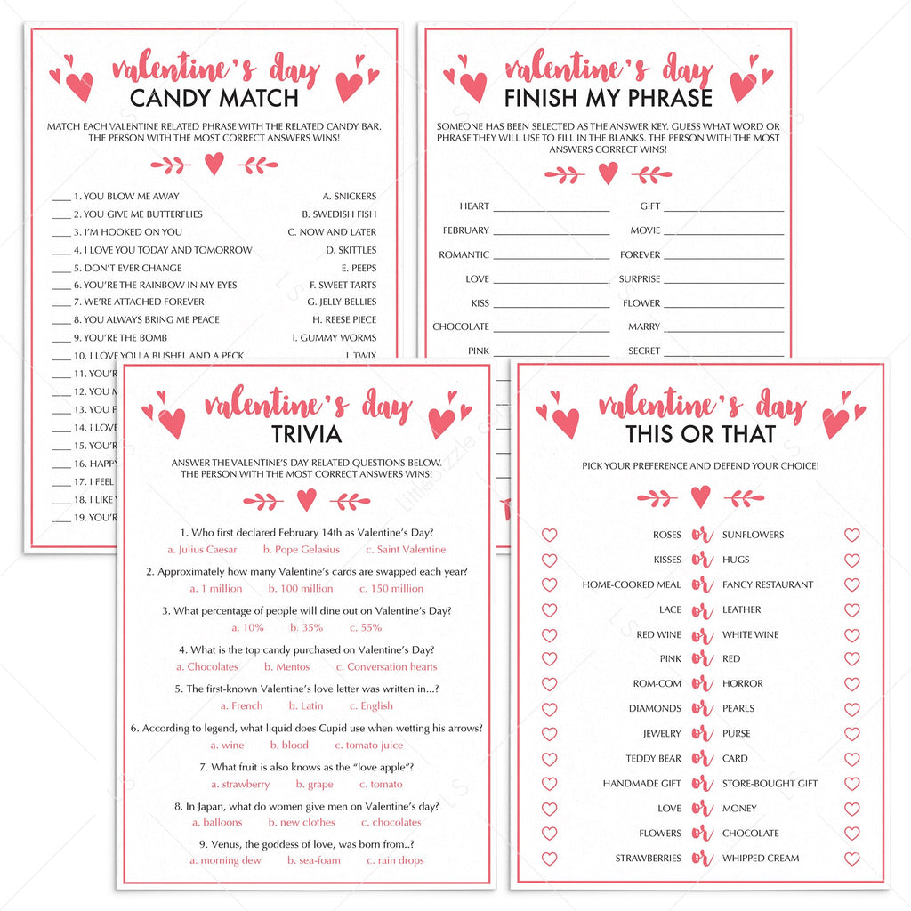 Valentine's Day Games Bundle | Printable and Virtual PDF Templates ...
