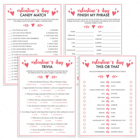Valentine's Day Games Bundle | Printable and Virtual PDF Templates ...