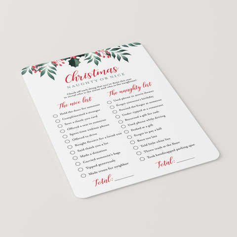Naughty or Nice Christmas Game for Adults Printable | Instant Download ...