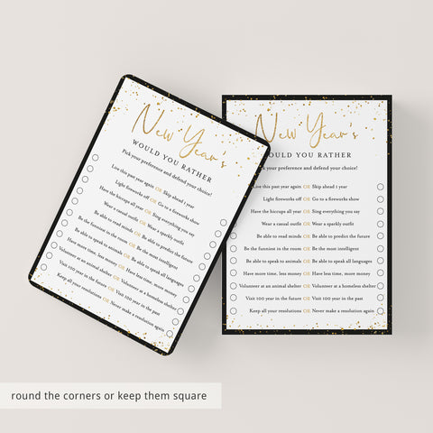 New Year's Eve Game Would You Rather Printable | Instant Download ...