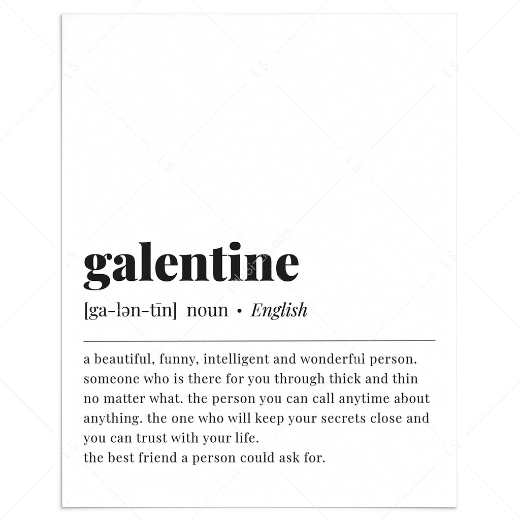 Galentine Definition Print | Galentine's Day Gift | Dictionary Art ...