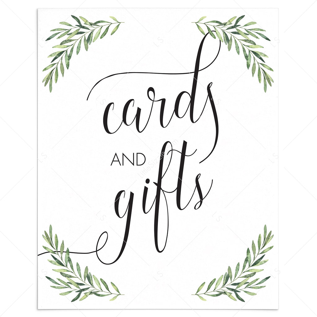 Gift Table sign printable Greenery | Instant download – LittleSizzle