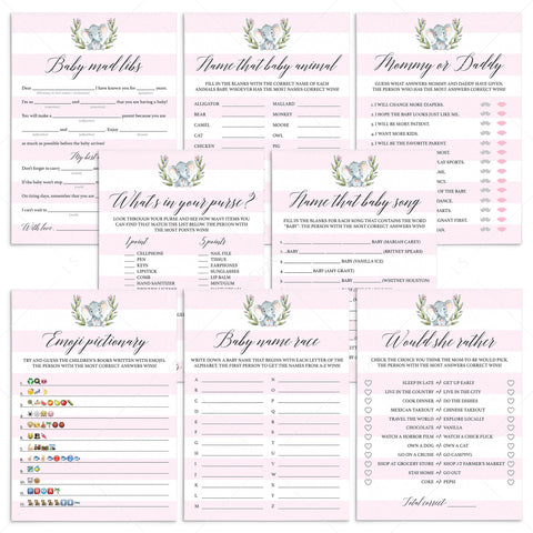 Printable Girl Baby Party games kit Pink and White | Instant download ...