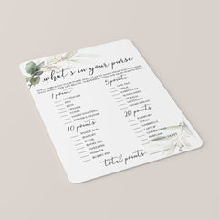What's In Your Purse Game Printable | Greenery and Gold Theme ...