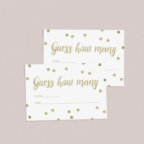 Gold Confetti Guess How Many Game | Sign and cards printable – LittleSizzle