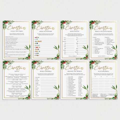Elegant Christmas Party Games and Activities Printable | Gold ...