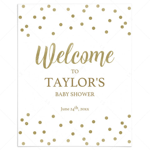 Gold Confetti Welcome Sign Template | Instant download – LittleSizzle