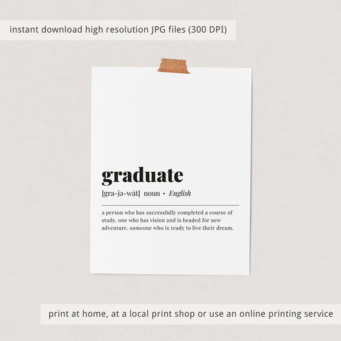 Graduate Definition Print | 2023 Graduation Gift | Digital Download ...