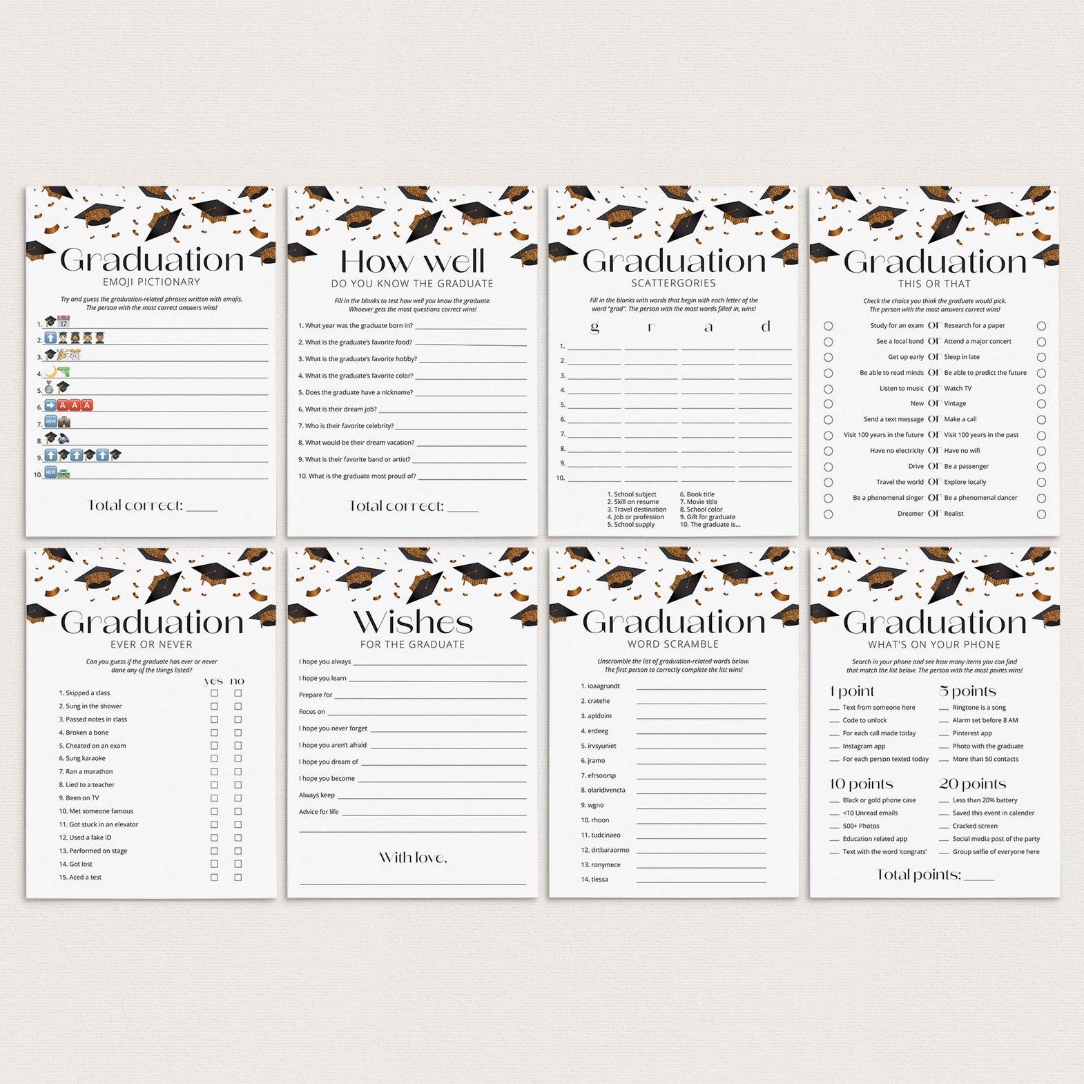 Graduation Games | Class of 2025 Grad Party Games Printable – LittleSizzle