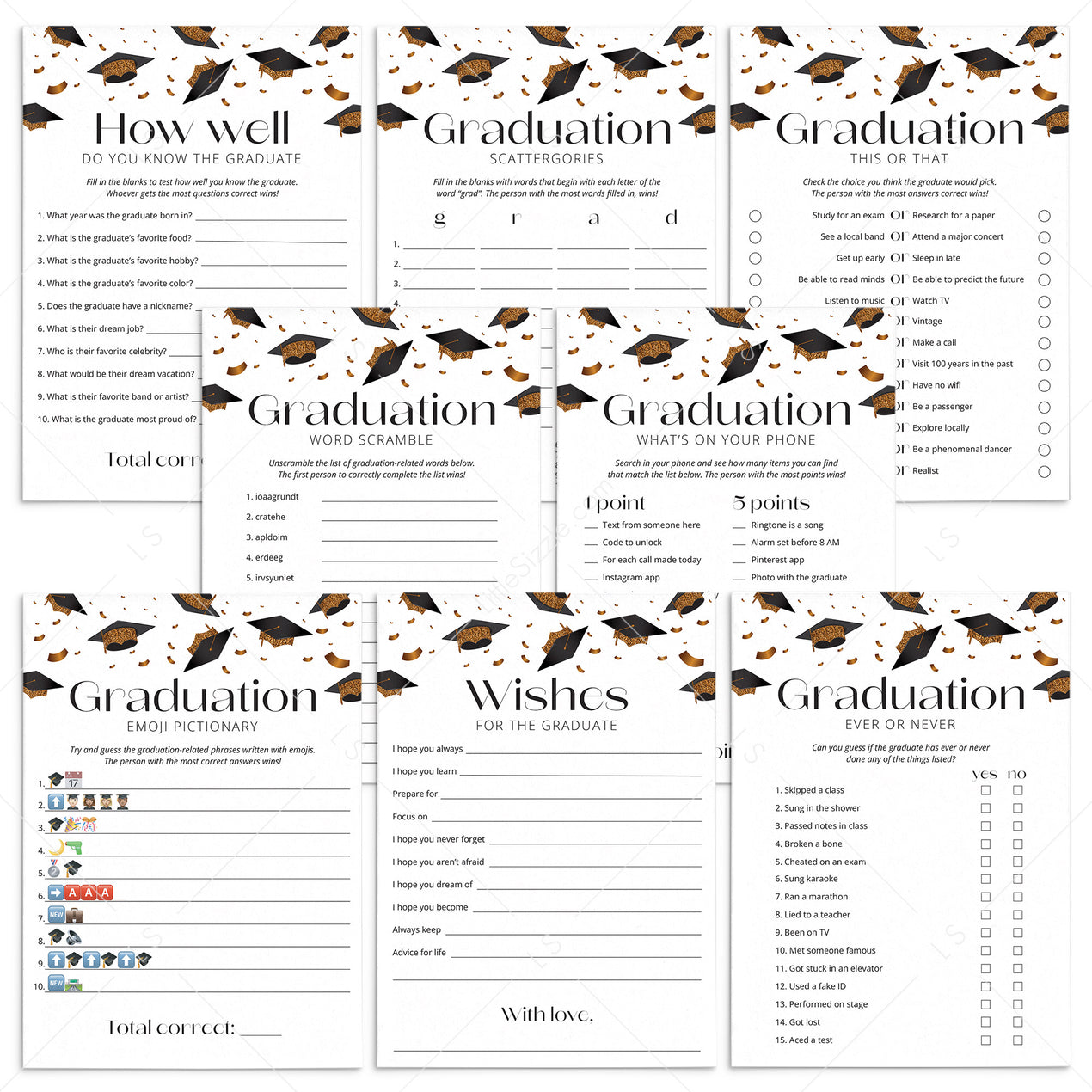 Graduation Games | Class of 2025 Grad Party Games Printable – LittleSizzle