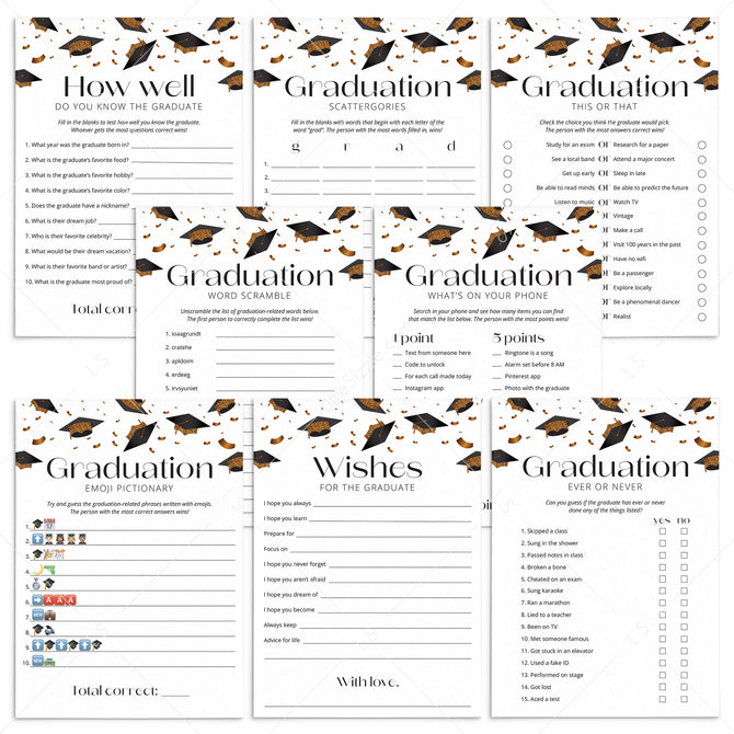 Graduation Games | Class of 2025 Grad Party Games Printable – LittleSizzle