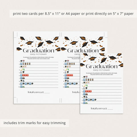 Graduation Emoji Pictionary With Answers Printable | Instant Download ...