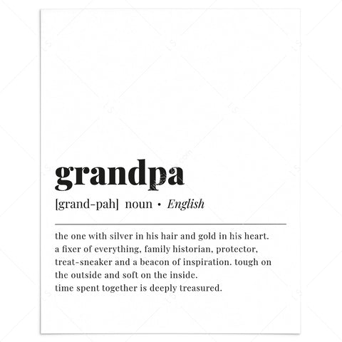 Grandpa Definition Print | Grandfather Birthday Gift from Grandchildren ...