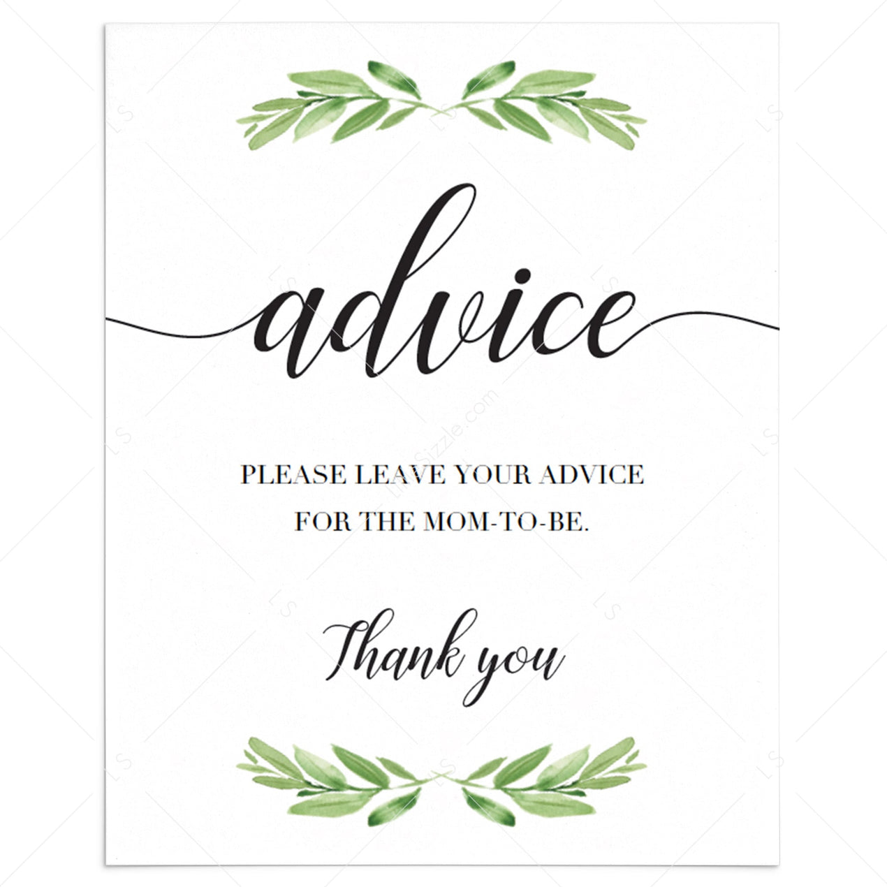 Printable advice signs for baby shower and bridal shower | Editable ...