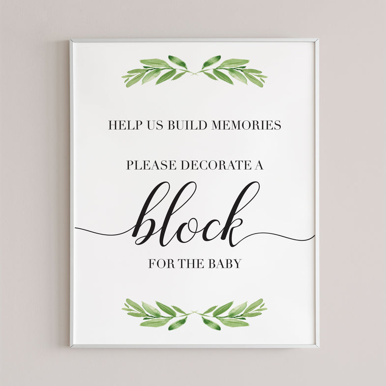 Printable Baby Shower Decorate A Block signs | Instant download ...