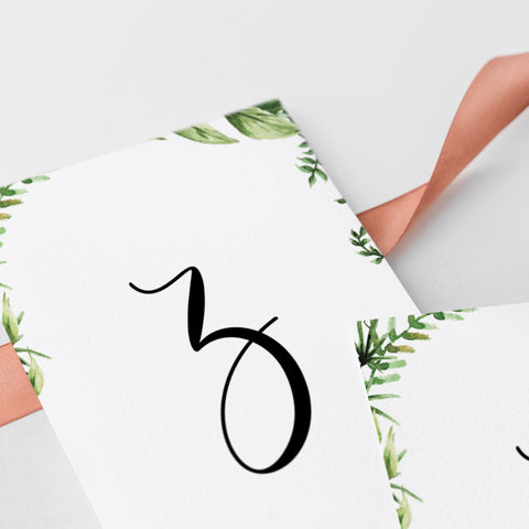 Printable Greenery Table Number Cards | Instant download – LittleSizzle