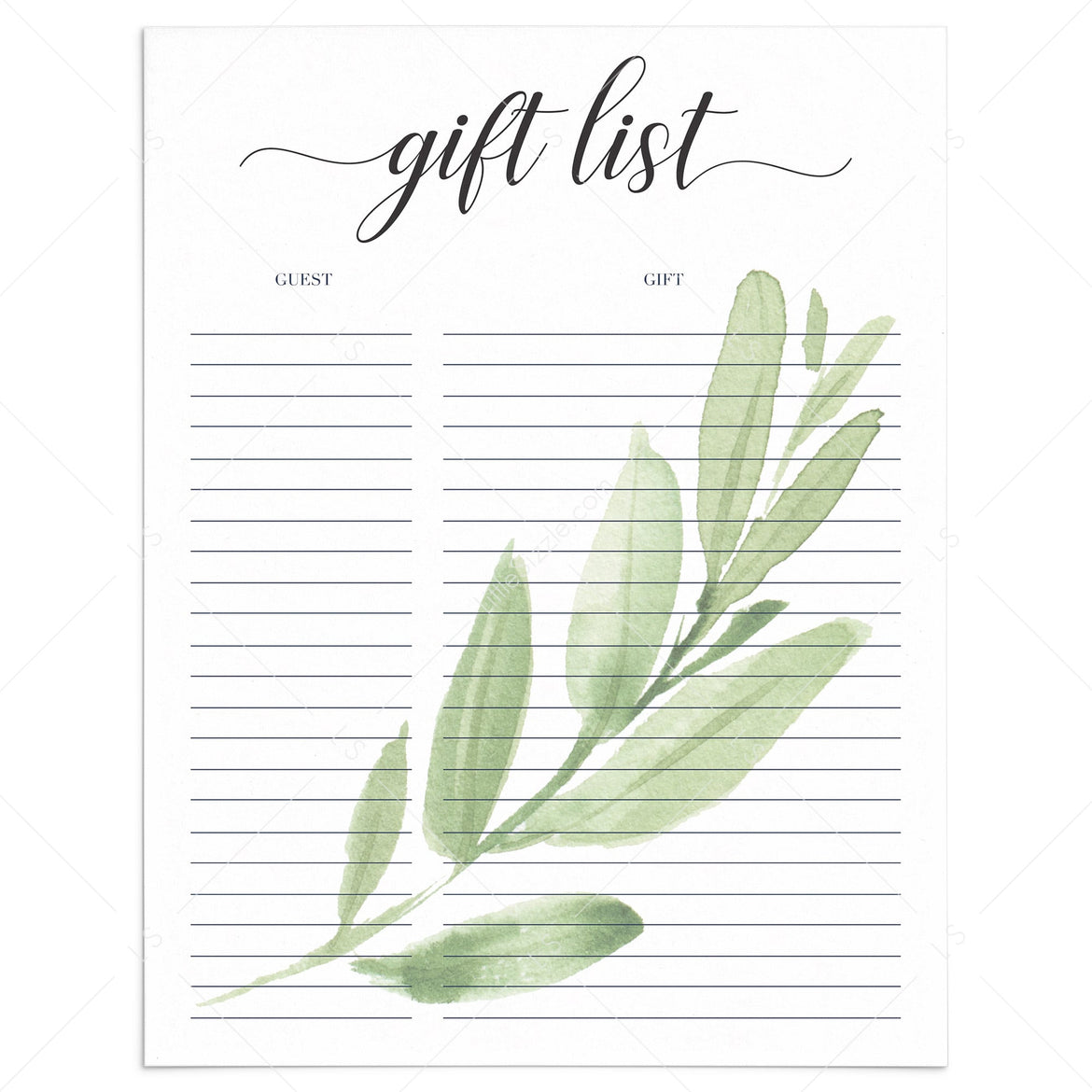 Printable Gift Lists | Party Planner Sheets | Instant Download ...
