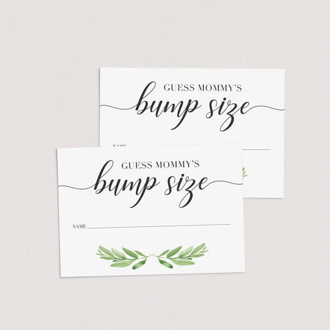 Greenery baby shower Guess How Big Is Mommy's Bump game | Sign and ...
