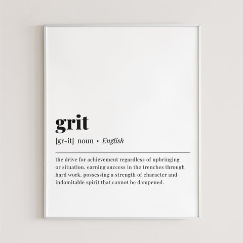 Grit Definition Print | Grit Poster | Motivational Wall Art | Digital ...