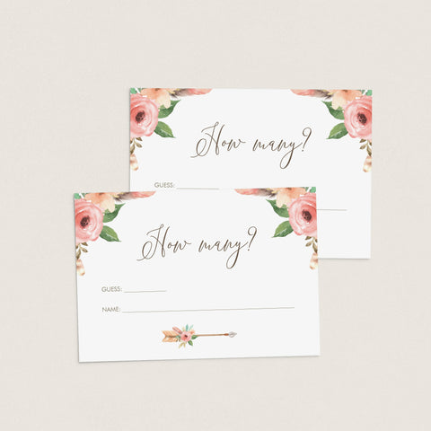 Guess How Many game printable Floral Theme | Table sign & cards ...