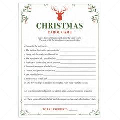 Guess The Christmas Carol Game with Answers Printable | Download ...