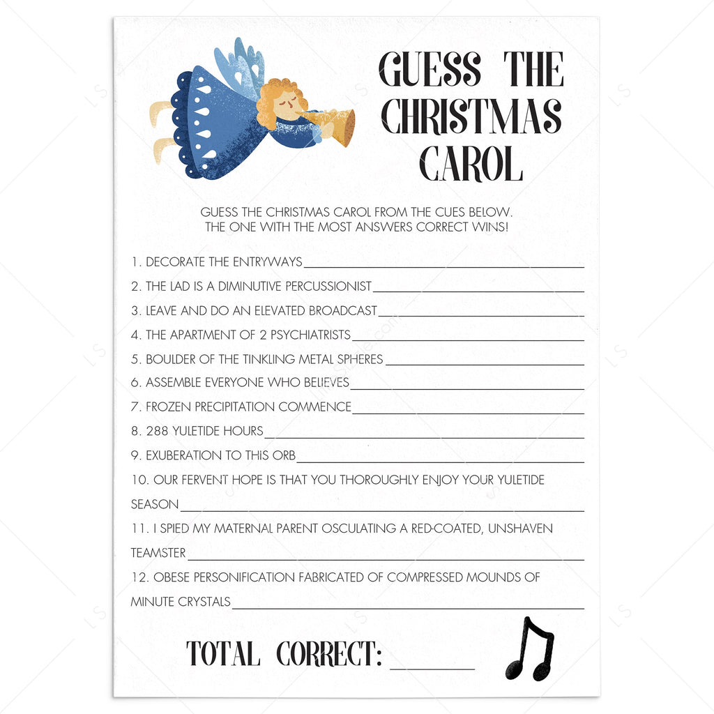 Printable Christmas Carol Lyric Sheets