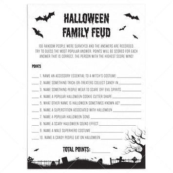 Halloween Family Feud Questions and Answers Printable – LittleSizzle