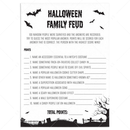 Halloween Family Feud Questions and Answers Printable – LittleSizzle