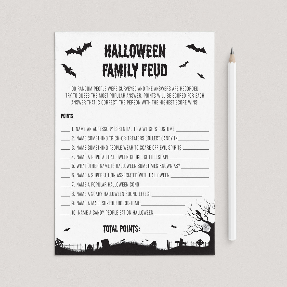 Halloween Family Feud Questions and Answers Printable – LittleSizzle