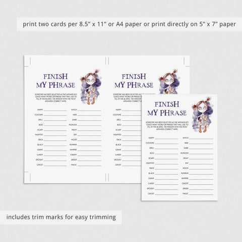Creepy Halloween Game Printable | Finish My Phrase – LittleSizzle