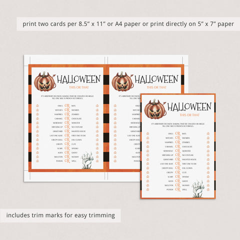Halloween This or That Game Printable | Instant Download – LittleSizzle