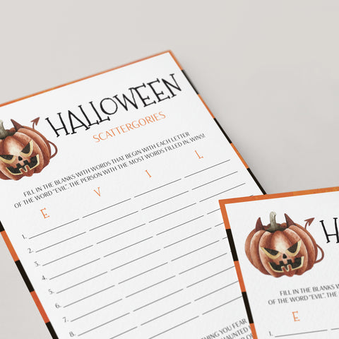 Halloween Game for Family Printable | EVIL Scattergories – LittleSizzle