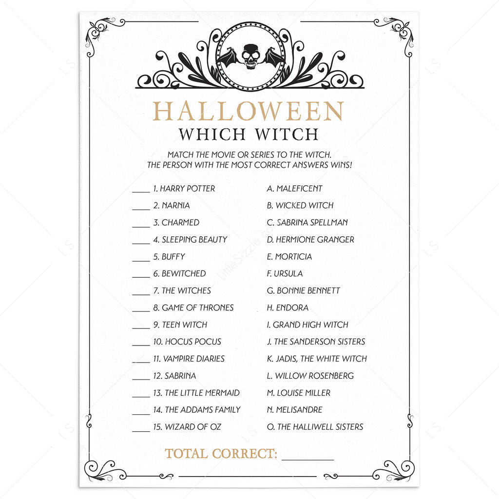 Which Witch Halloween Party Game Printable | Answers Included ...