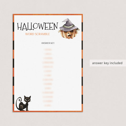 Halloween Family Game Word Scramble Printable | Answer Key Included ...