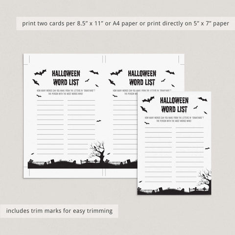 Printable Halloween Word Game for Family | Word List – LittleSizzle