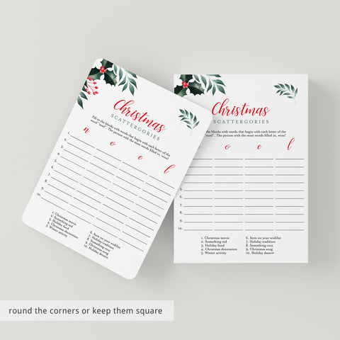 Printable Holiday Party Game Scattergories | Instant Download ...