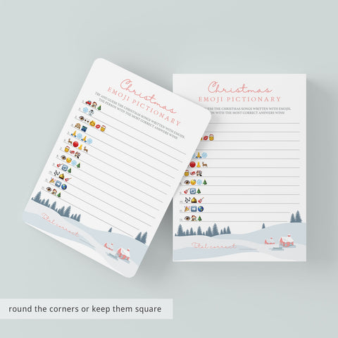 Winter Holiday Emoji Pictionary Game Printable | Winter Wonderland ...
