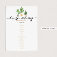Housewarming Word Scramble with Answer Key Printable | Download ...
