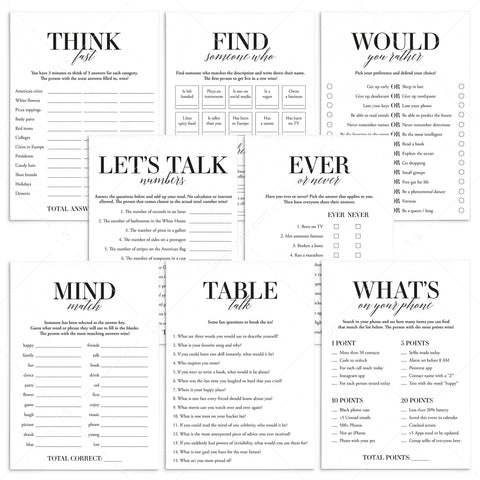 8 Icebreaker Games Printable | Conversation Cards | Party Starters ...